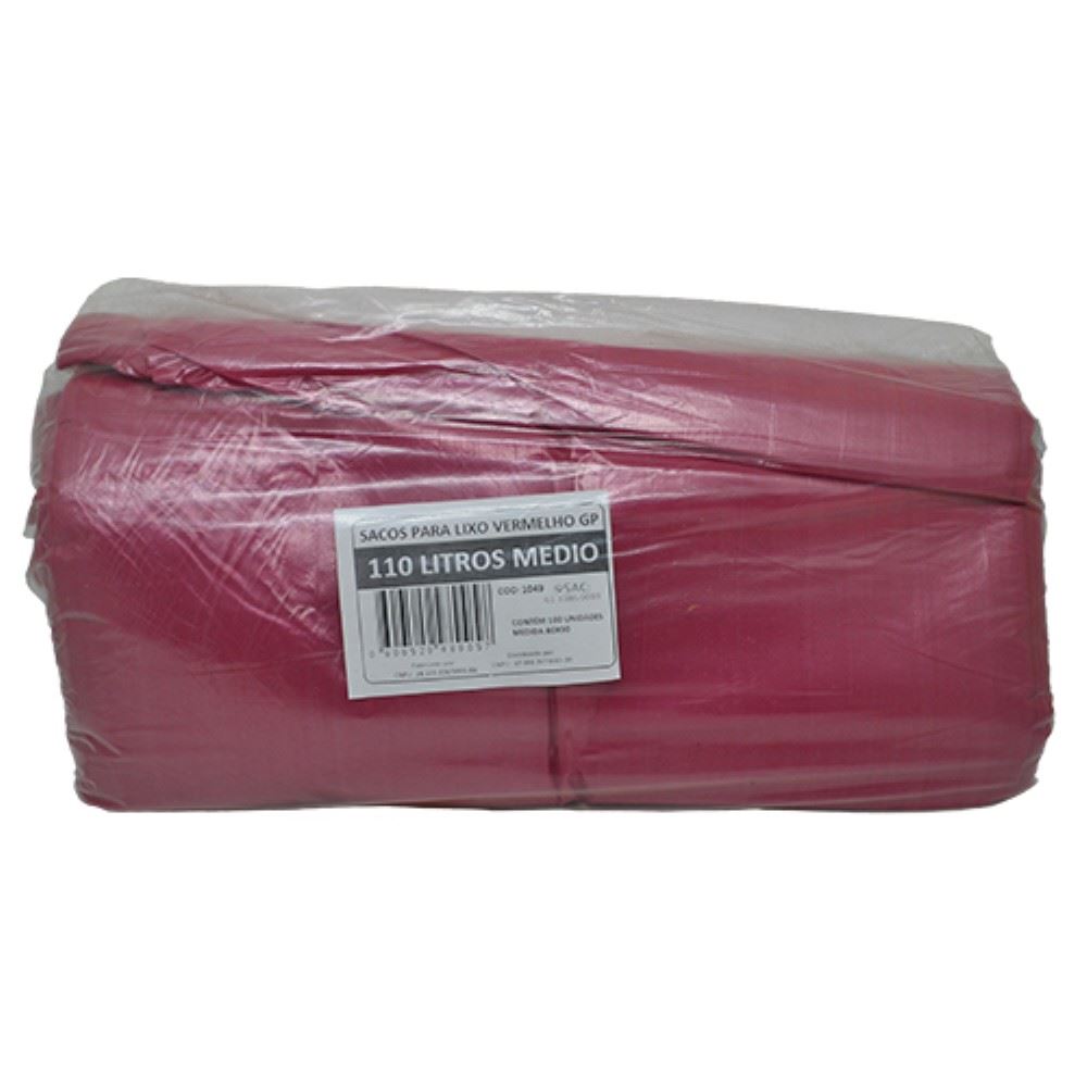 SACO VERMELHO 110 LITROS MEDIO PARA LIXO GOIAS PLASTICOS 100 UNIDADES ...