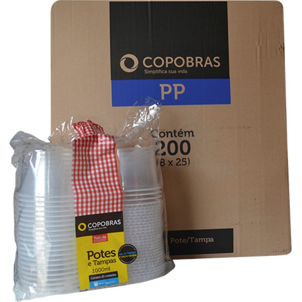 KIT POTE E TAMPA 1000ML 8X25 UNIDADES COPOBRAS | Comercial Alvorada de ...